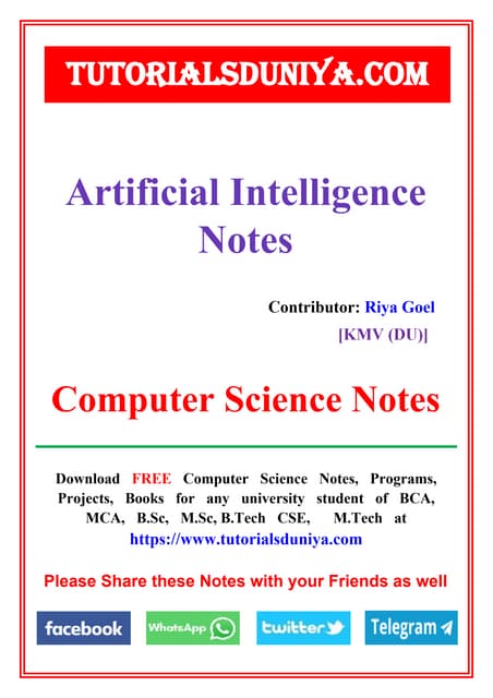 Artificial Intelligence Notes Tutorials Duniya Pdf Programming Languages Computing