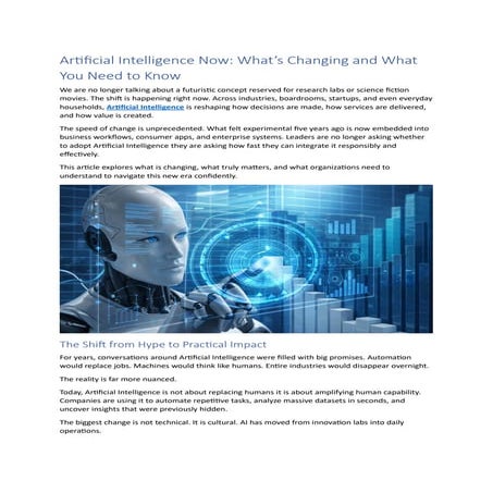 Artificial Intelligence Now: What’s Changing and What You Need to Know ...