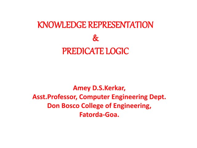 Knowledge Representation And Predicate Logic Pptx Programming Languages Computing