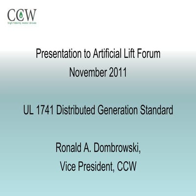Artificial lift forum ul 1741 presentation - final | PPSX