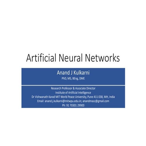 Artificial Neural Networks, basics, its variations and examples | PDF