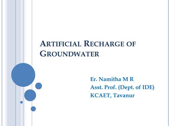 Artificial Ground Water Recharge Ppt Ppt