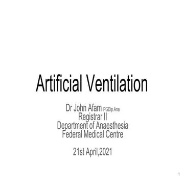 Artificial ( Mechanical) ventilation | PPTX