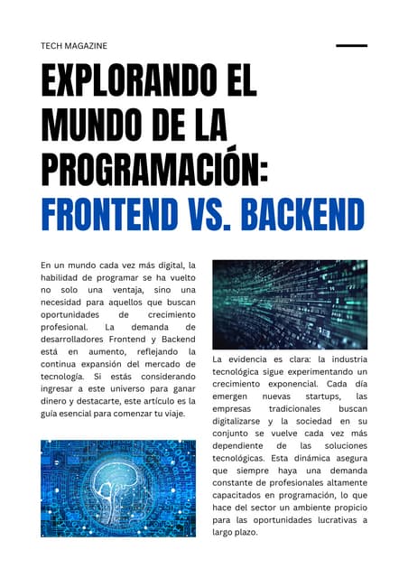 Explorando El Mundo De La Programación Frontend Vs Backend Pdf