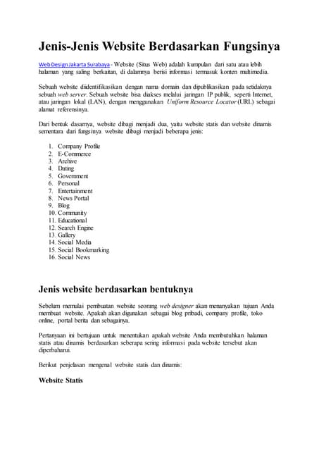 Jenis jenis web dan fungsinya | PDF