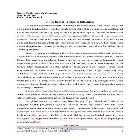 Artikel etika dalam teknologi informasi | PDF