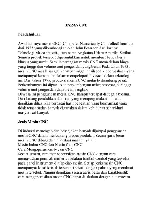 Modul Praktikum Pada Mesin CNC TU 3A 2020 | PDF