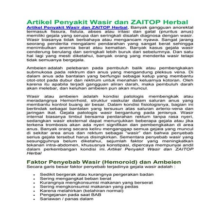 Artikel penyakit wasir dan zaitop herbal | PDF