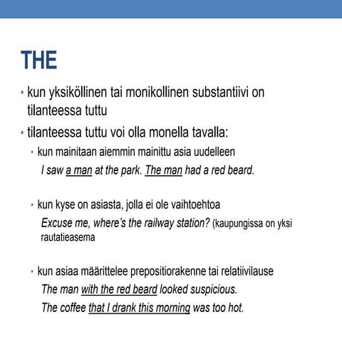 Artikkelit yleisnimien kanssa the | PPT