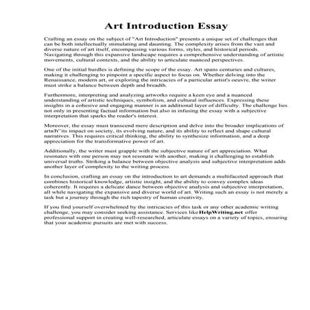 Art Introduction Essay | PDF | Eldercare | Family and Relationships