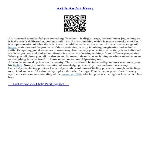 Art Is An Art Essay | PDF