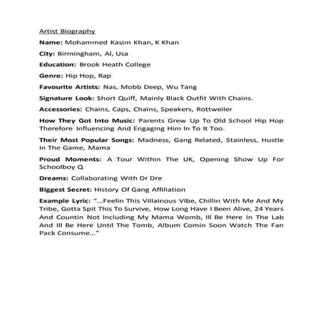 Artist Biography | DOCX