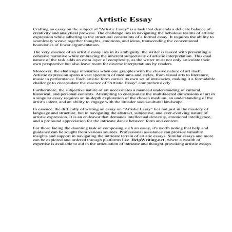 Artistic Essay. 012 Art Essay Example Thatsnotus | PDF