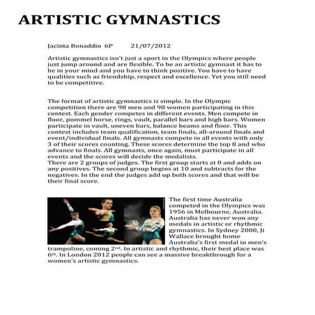 Artistic gymnastics report | PDF