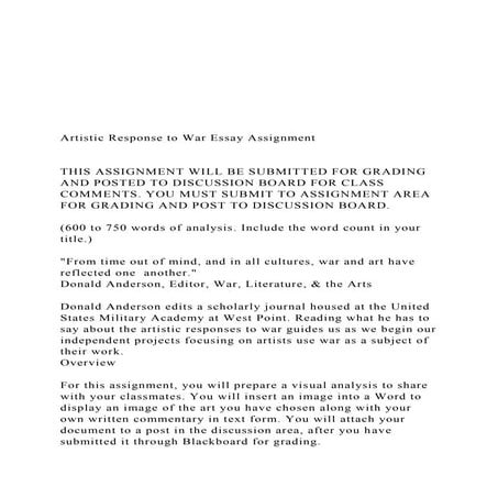 Artistic Response to War Essay AssignmentTHIS AS.docx