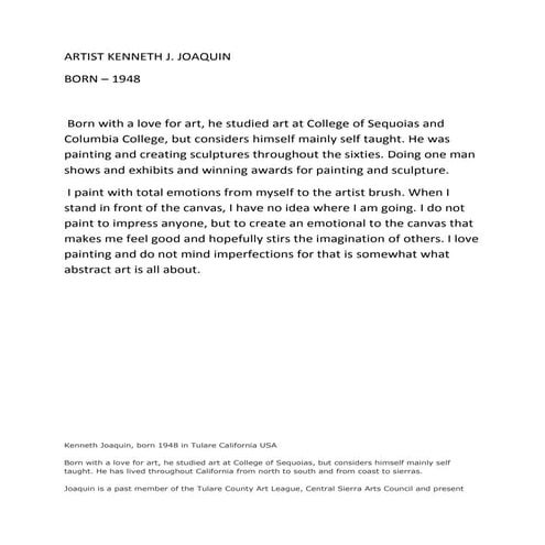 Artist kenneth j | DOCX | Modern Art | Fine Art