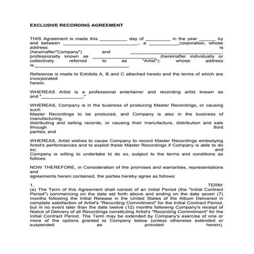 Artist recording contract 3 | PDF