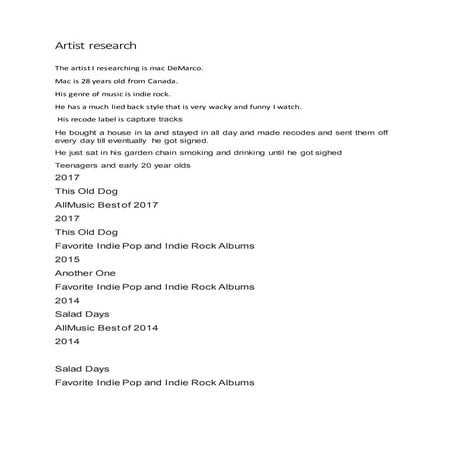 Artist research | PDF