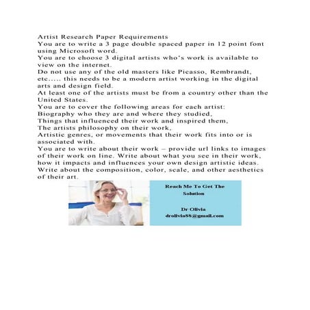 Artist Research Paper RequirementsYou are to write a 3 page double.docx