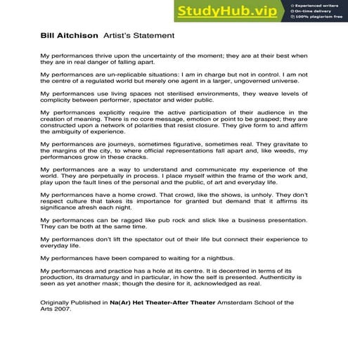 Artist S Statement | PDF