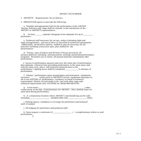 Artist tech rider | PDF