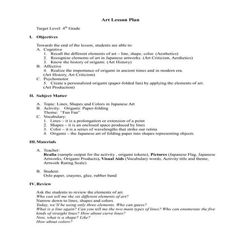 Art lesson plan | PDF