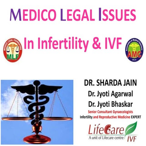 MEDICO LEGAL ISSUES In Infertility & IVF DR. SHARDA JAIN Dr. Jyoti ...