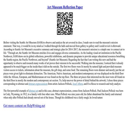 Art Museum Reflection Paper | PDF