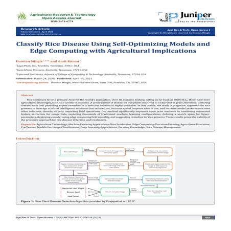 Classify Rice Disease Using Self Optimizing Models And Edge Computing