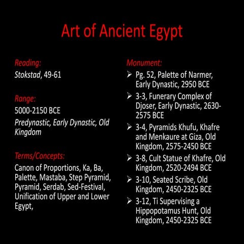Art of ancient egypt part i upload | PPTX