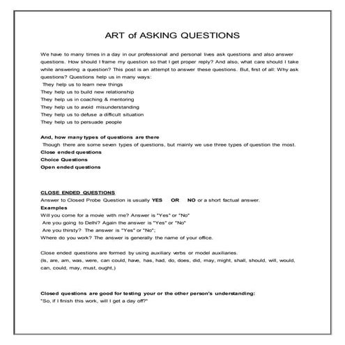 Art of asking questions | DOCX