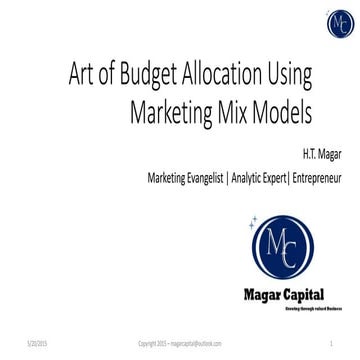 Art of marketing budget allocation using marketing mix | PPTX