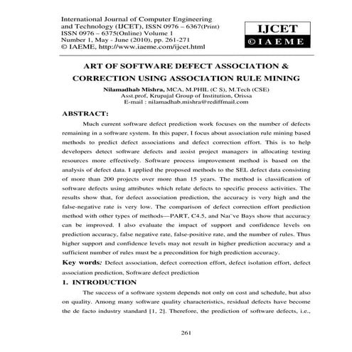 Art Of Software Defect Association And Correction Using Association Rule