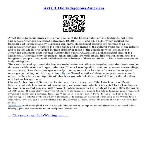 Art Of The Indigenous Americas | PDF