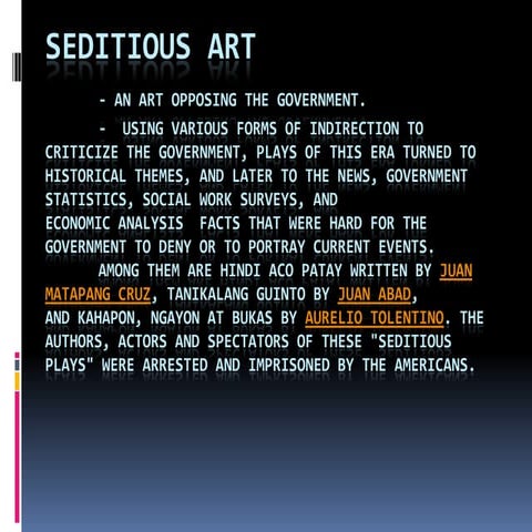 seditious art and american colonial | PPTX