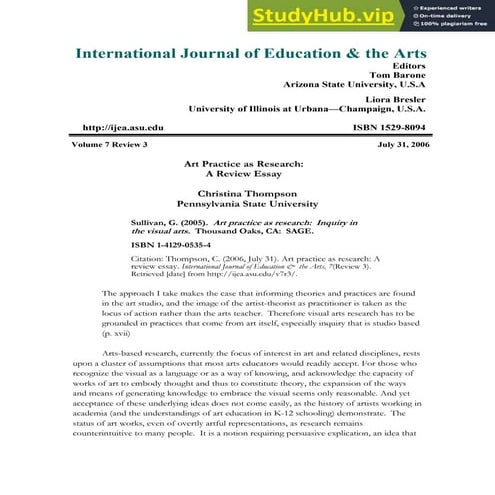 Art Practice As Research A Review Essay | PDF