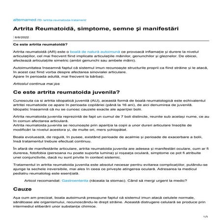 Ce este Artrita Reumatoida | alternamed.ro