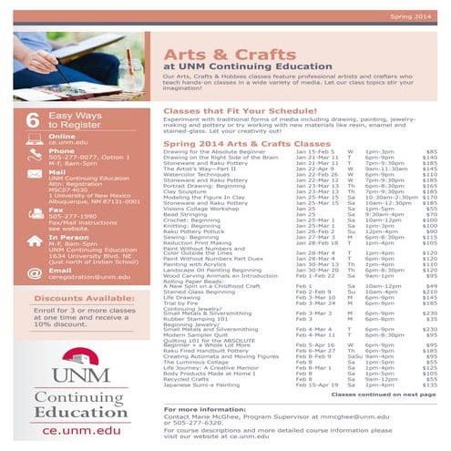 Spring 2014 Arts & Crafts Flyer | PDF | Beadwork | Arts and Crafts