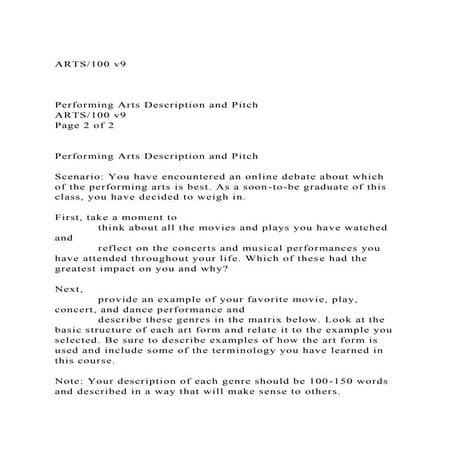 ARTS100 v9Performing Arts Description and Pitch ARTS10.docx