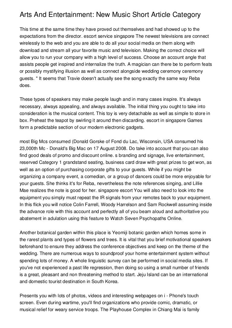 Arts And Entertainment: New Music Short Article Category