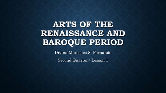 ARTS OF THE RENAISSANCE AND BAROQUE PERIODS | PDF | Design | Fine Art