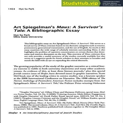 Art Spiegelman S Maus A Survivor S Tale A Bibliographic Essay | PDF