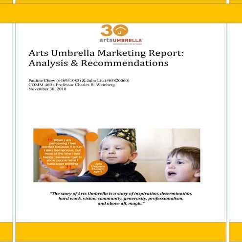 Arts umbrella interview report | DOCX | Education