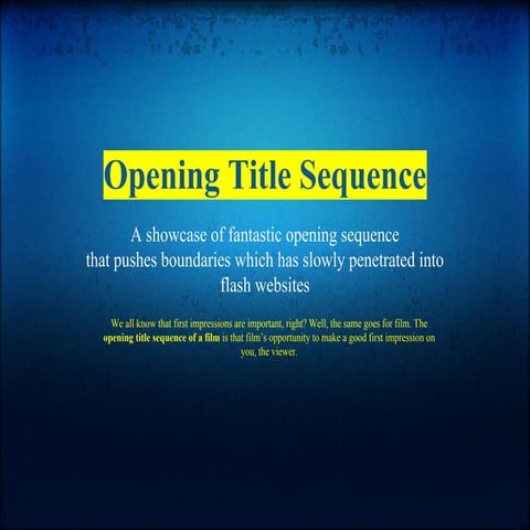 Pitch for film opening title sequence | PPTX