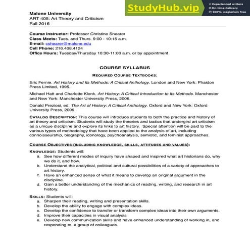 Art Theory And Criticism Syllabus | PDF