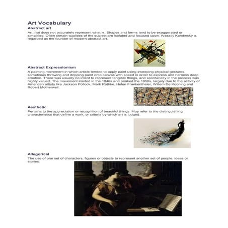 Art vocabulary[1] | PDF | Painting | Arts and Crafts