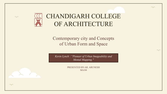 kevin lynch theory five elements - urban design | PPTX