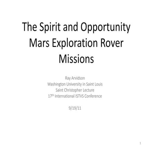 Ray Arvidson, ISTVS St. Christopher Lecture | PDF