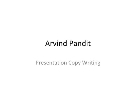 Arvind Pandit Design Tips Ppt