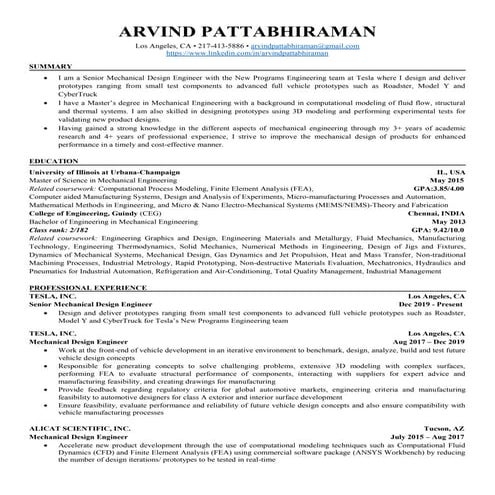 Arvind pattabhiraman Resume | PDF